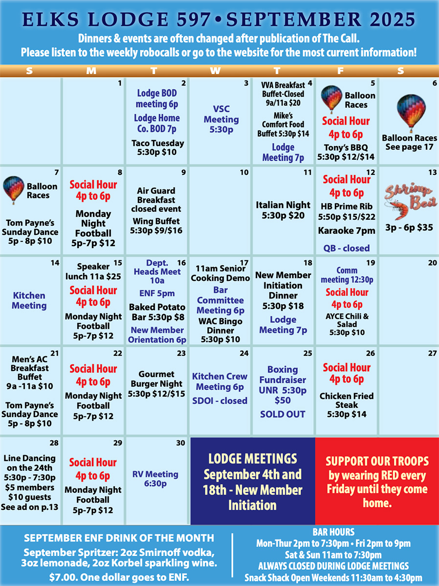 Upcoming Events - Elks Lodge Reno
